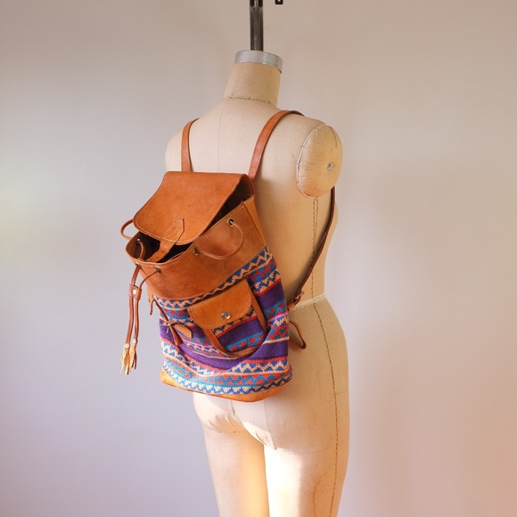 Vintage | Bags | Vintage Leather Backpack Vtg Bohemian Backpack | Poshmark